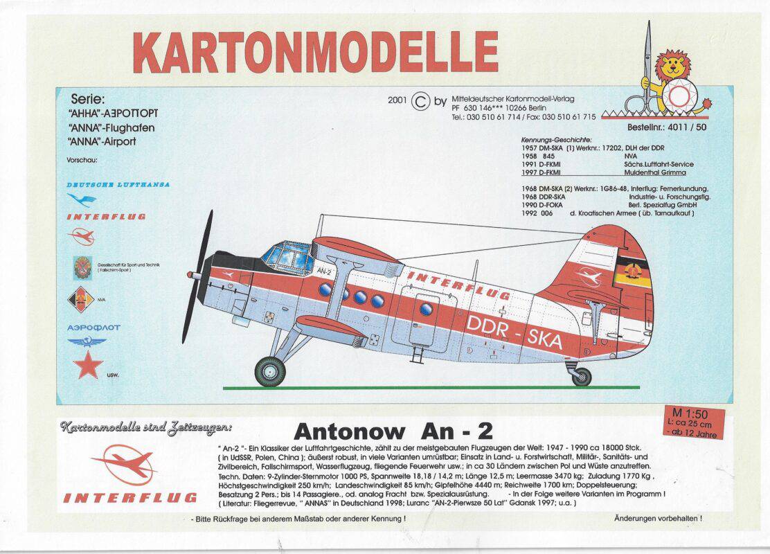 Antonov An - 2 DDR Interflug 1:50 - Scaldis modelclub